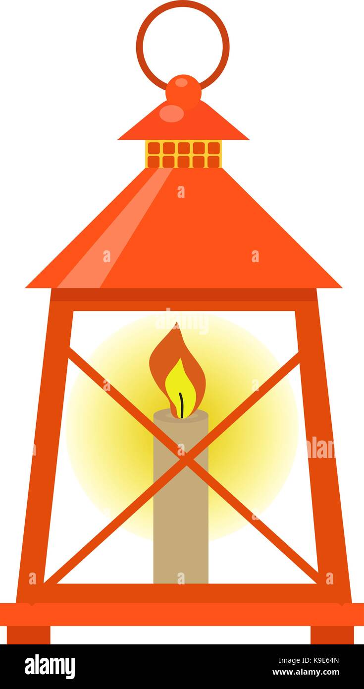 Red Lantern icon flat style. Isolated on white background. Vector ...