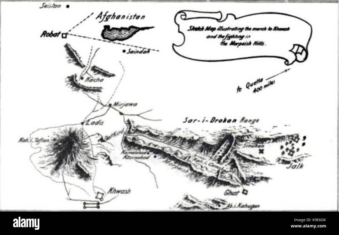 Map of the Persian Afghan border campaign of Reginald Dyer Stock Photo ...