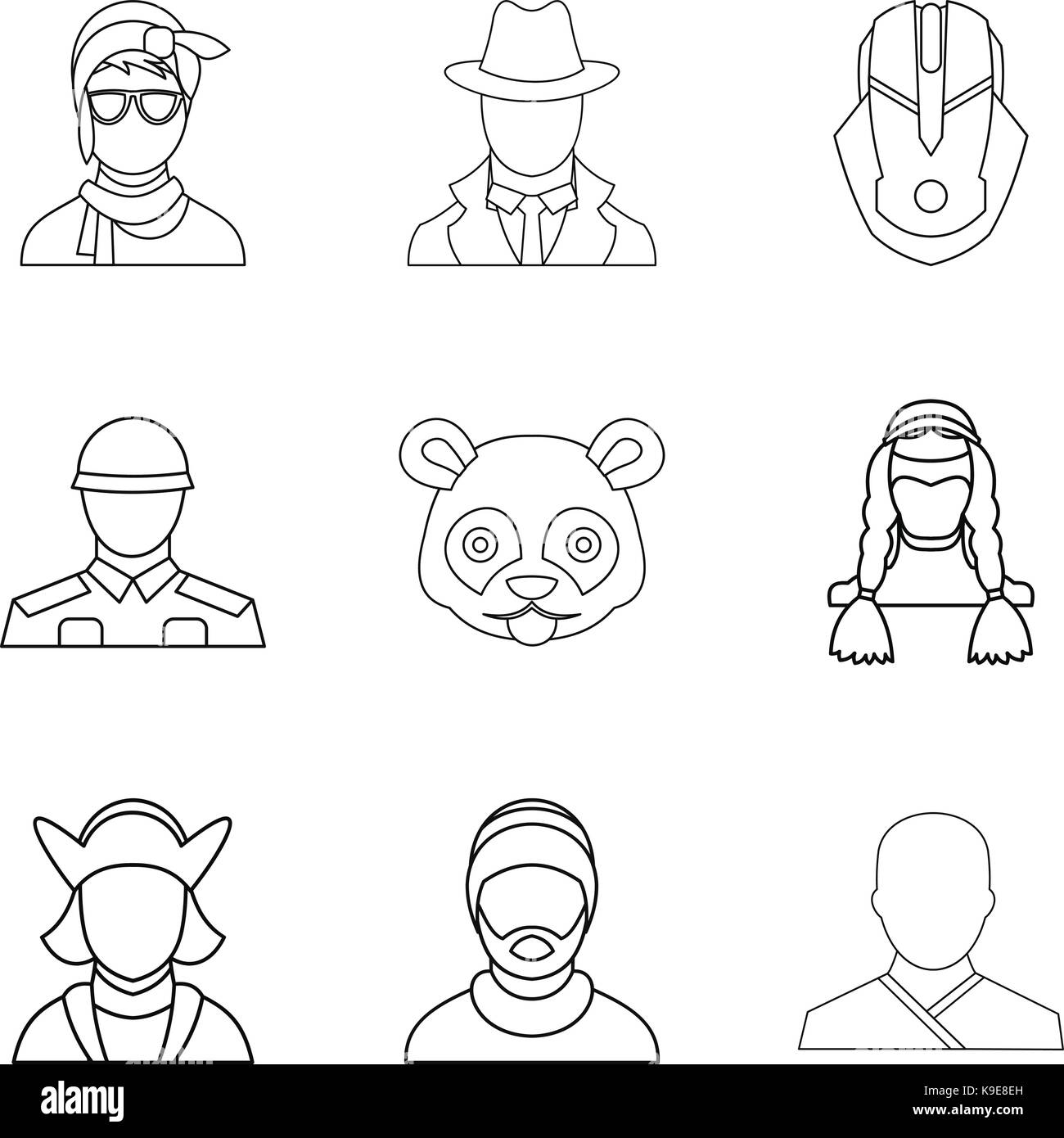 Front icons set, outline style Stock Vector Image & Art - Alamy