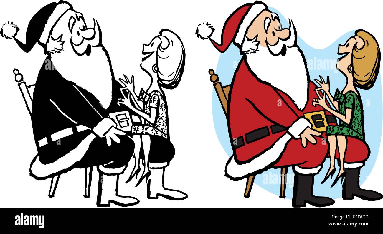 A woman sits on Santa's lap and tells him what she wants for Christmas ...