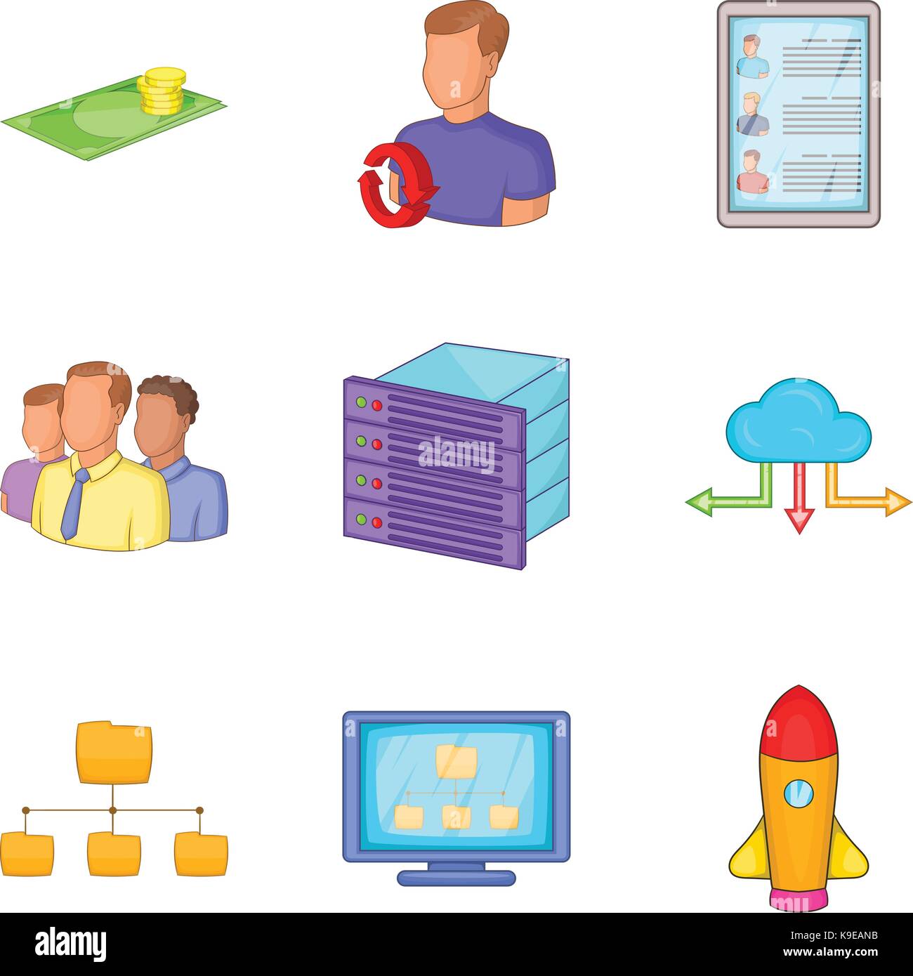 Storage of personal files icons set, cartoon style Stock Vector Image ...