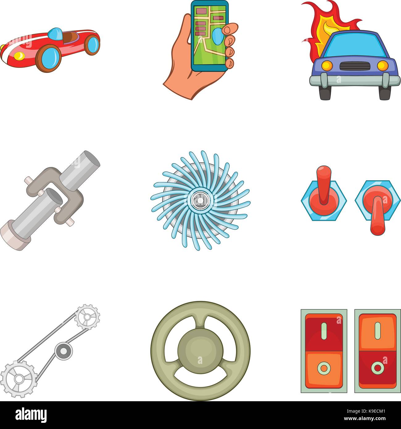 Automotive electronics icons set, cartoon style Stock Vector Image ...