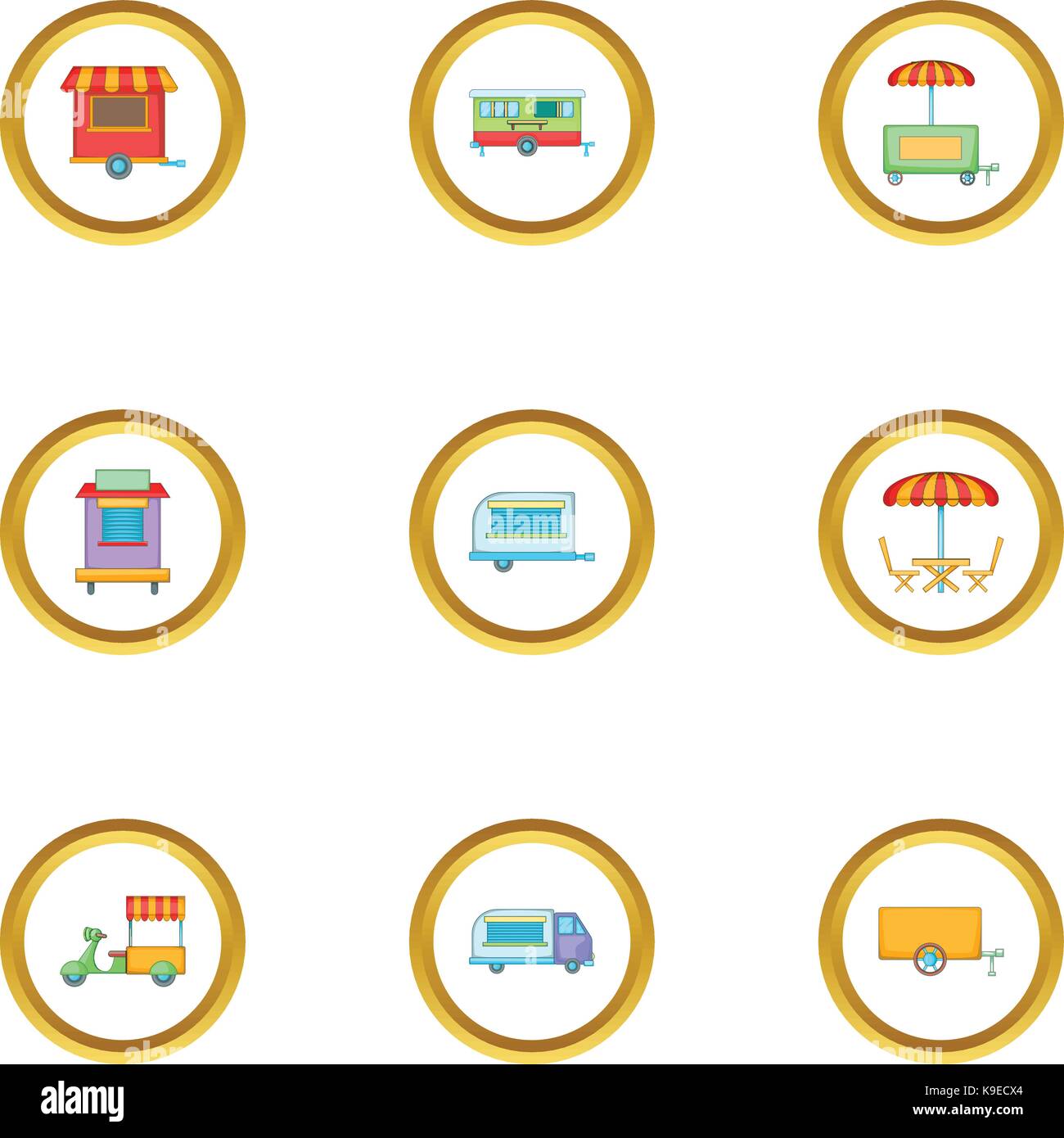 Market stall icons set, cartoon style Stock Vector Image & Art - Alamy