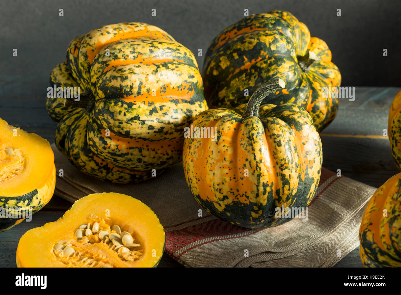 Raw Orange Conffeti Acorn Squash Ready to Cook With Stock Photo - Alamy