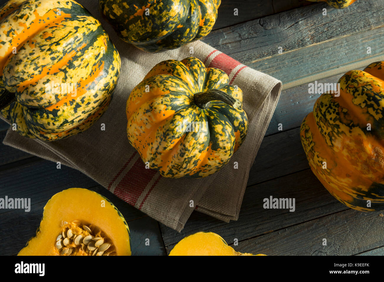 Raw Orange Conffeti Acorn Squash Ready to Cook With Stock Photo - Alamy