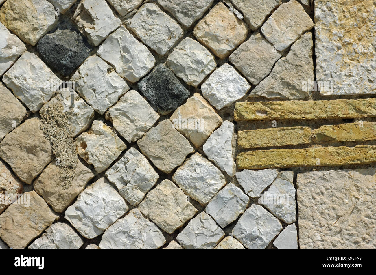 details from a roman wall (Opus reticulatum) in Formia (Italy) - about ...