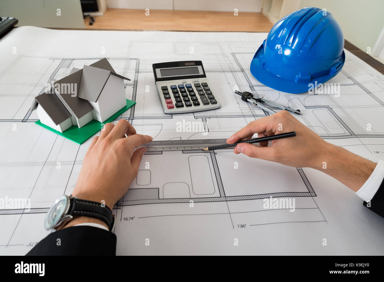 Architect engineer working blueprint home hi-res stock photography and ...