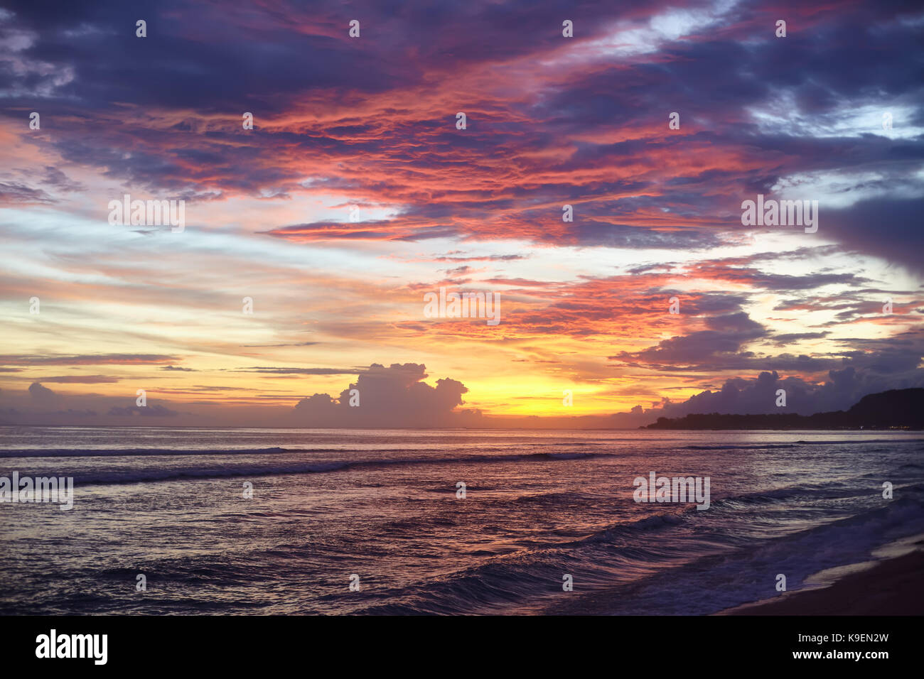 amazing colorful sunset on the sea Stock Photo - Alamy
