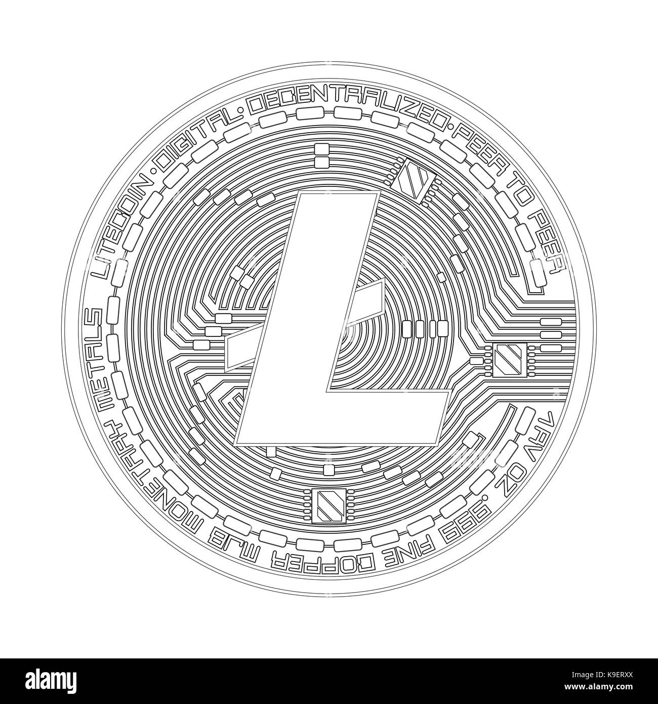 Crypto currency litecoin black and white symbol Stock Vector Image ...