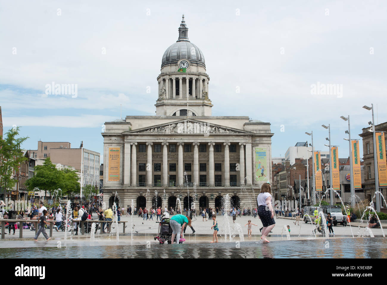 Trinity Square Nottingham with fountain and council house in background ...