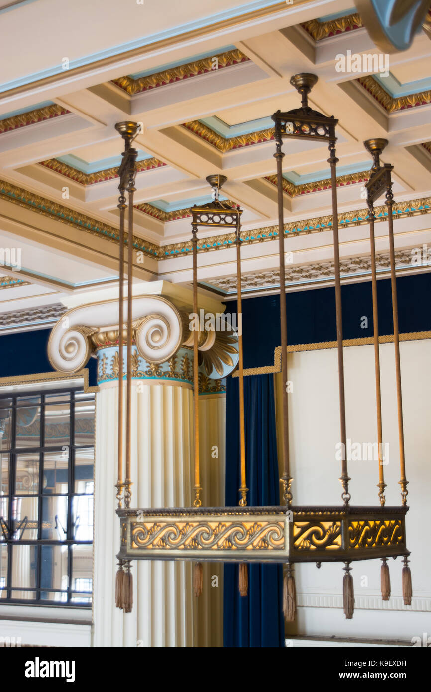 Light hanging from ceiling of Nottingham Council House Stock Photo - Alamy