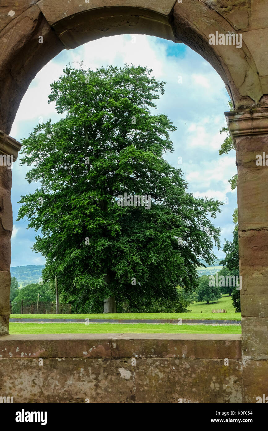 Garden view through arch Stock Photo - Alamy