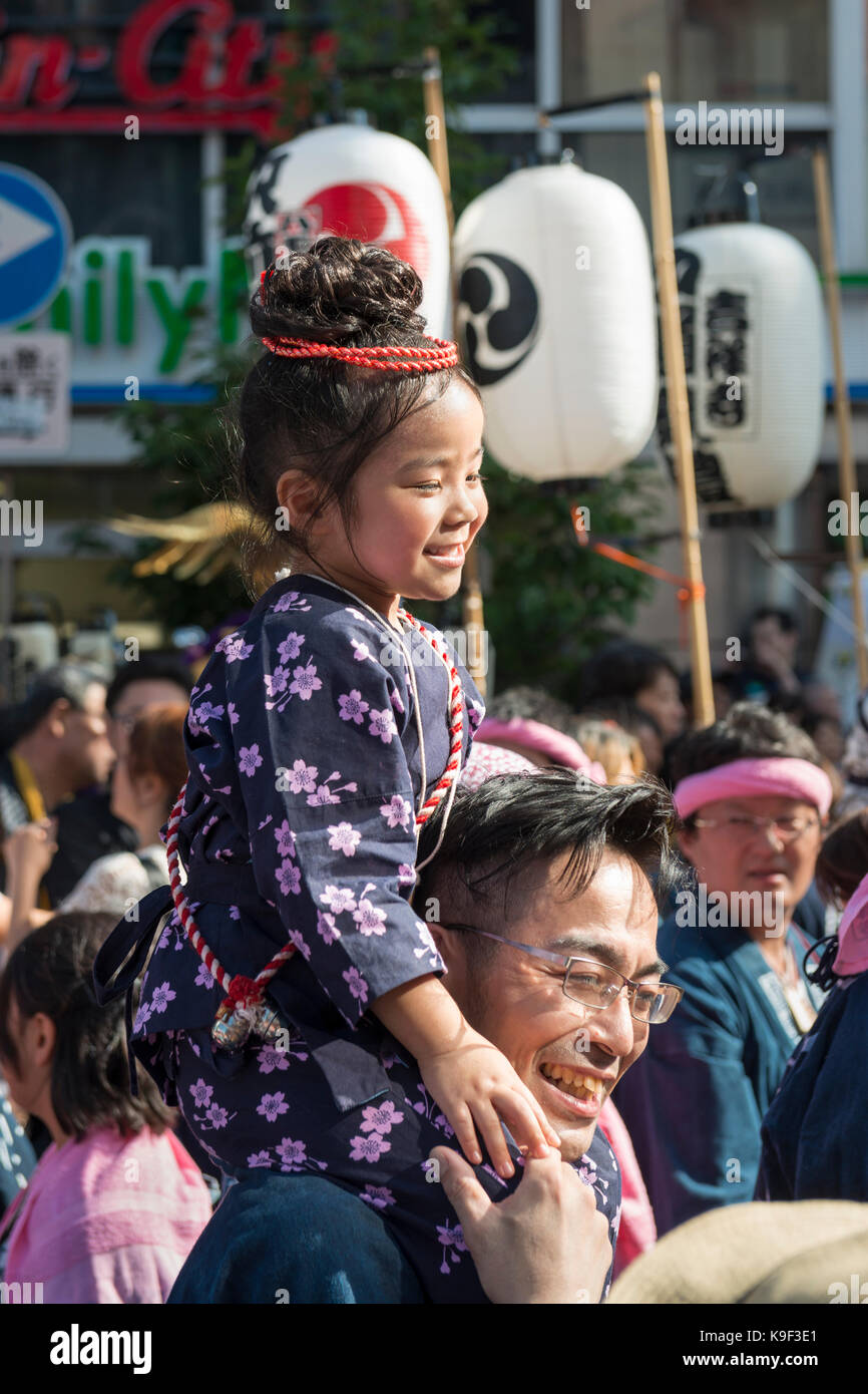 Mikoshi procession of the Kichijoji Autumn Festival (Aki Matsuri) of ...