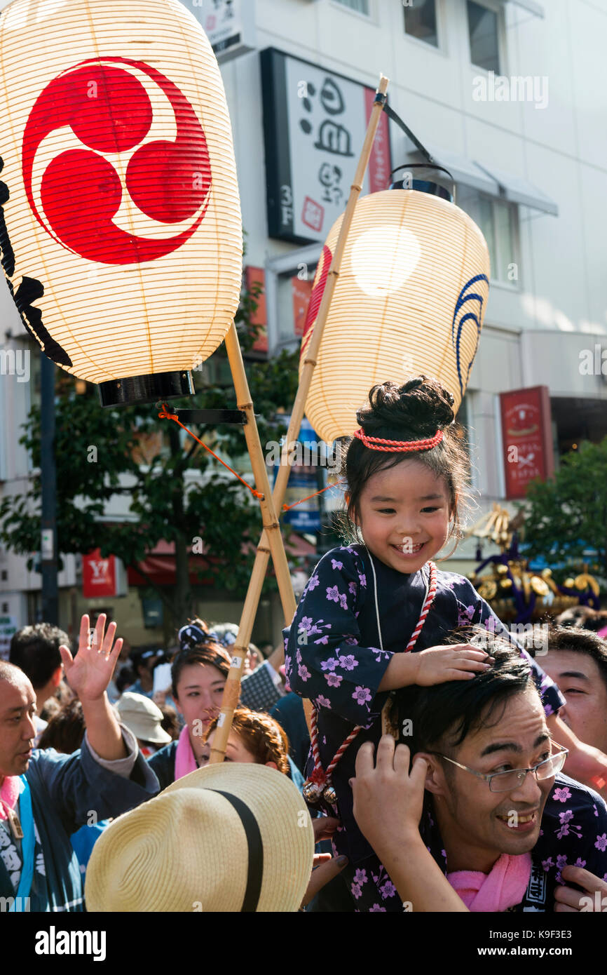 Mikoshi procession of the Kichijoji Autumn Festival (Aki Matsuri) of ...