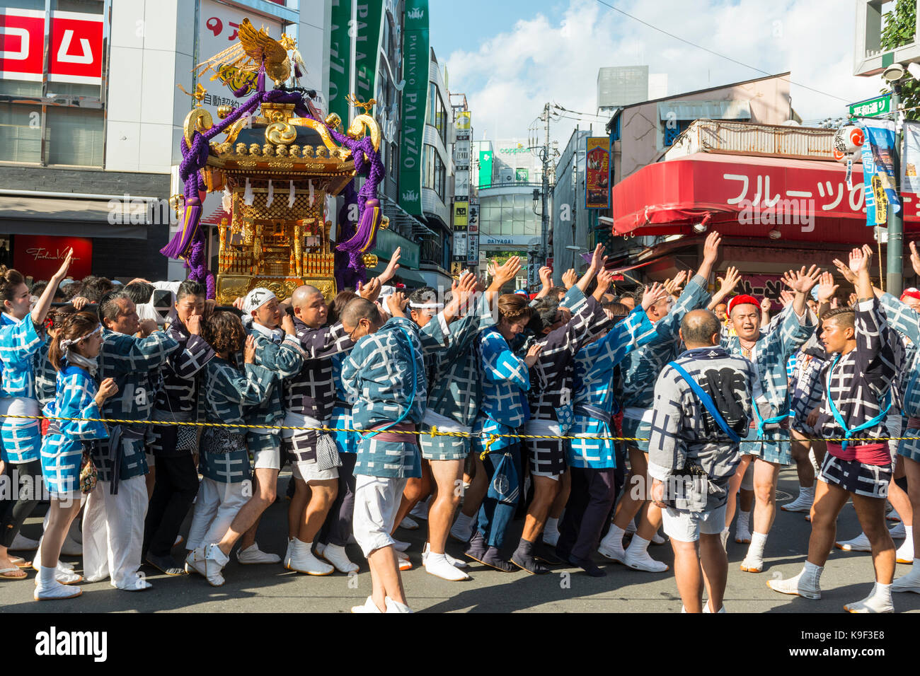 Mikoshi procession of the Kichijoji Autumn Festival (Aki Matsuri) of ...