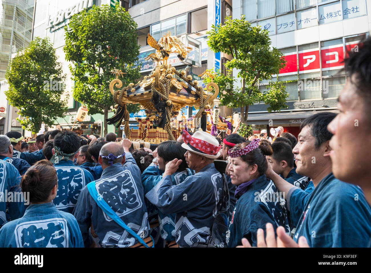 Mikoshi procession of the Kichijoji Autumn Festival (Aki Matsuri) of ...