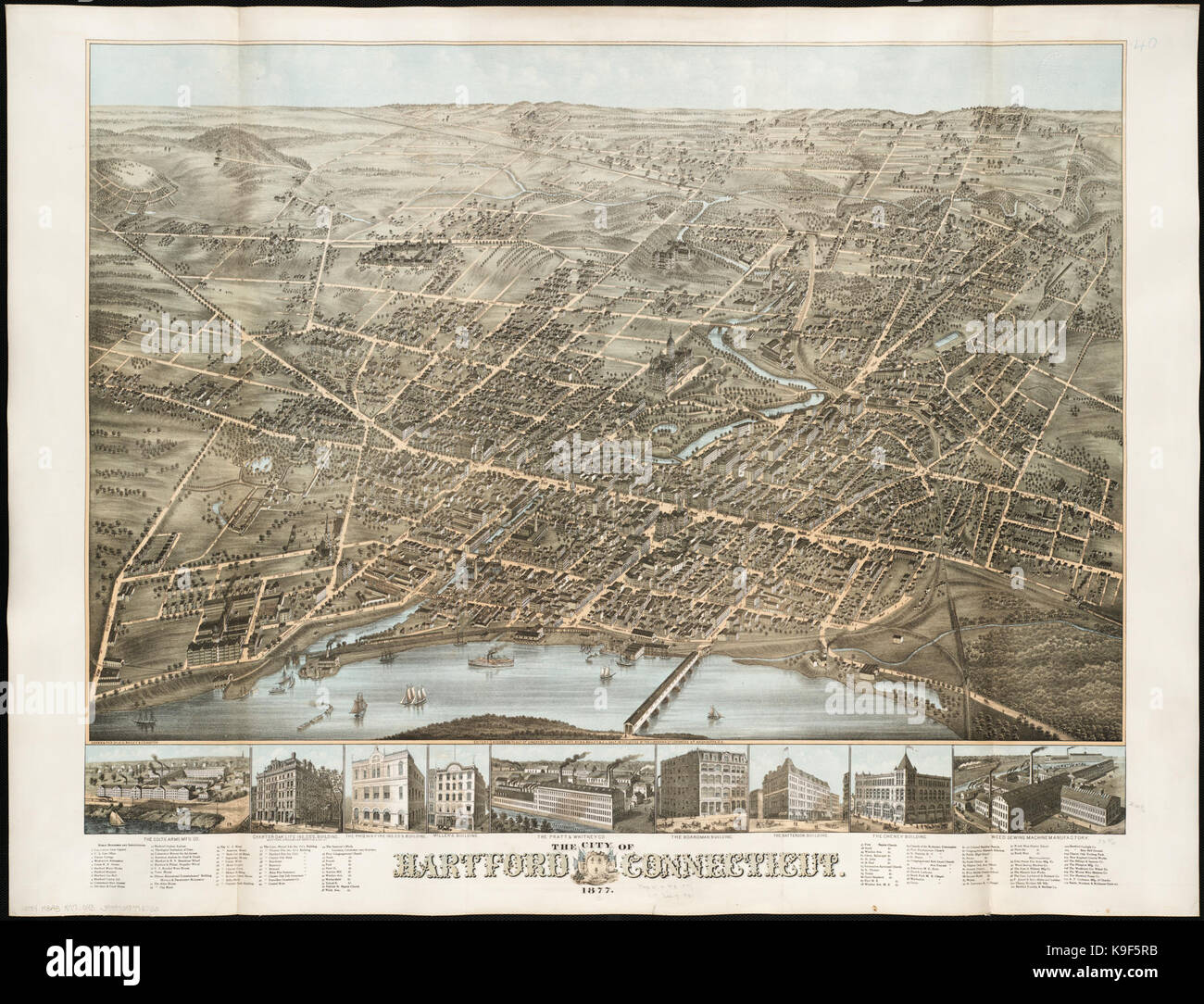 Old map of hartford hi-res stock photography and images - Alamy