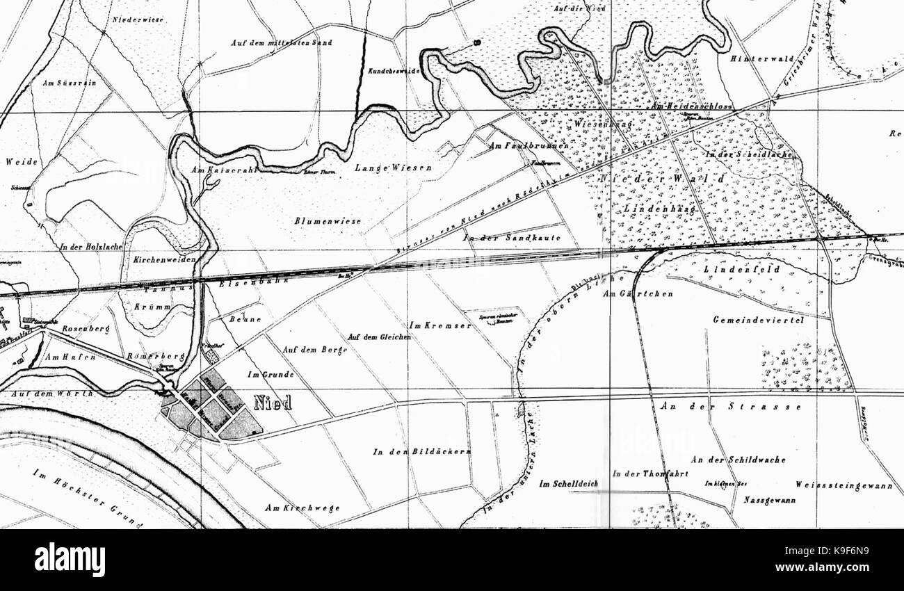 Nied Gemarkung Karte 1870 Stock Photo - Alamy