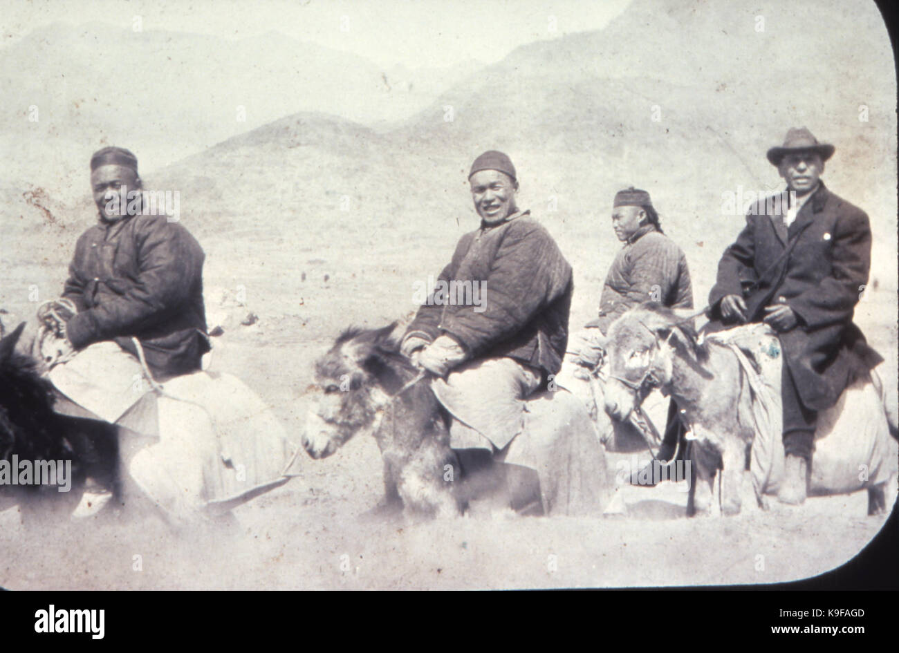 Mr. Lowe and friends riding donkeys, Shandong, China, ca.1900 1919 (IMP ...