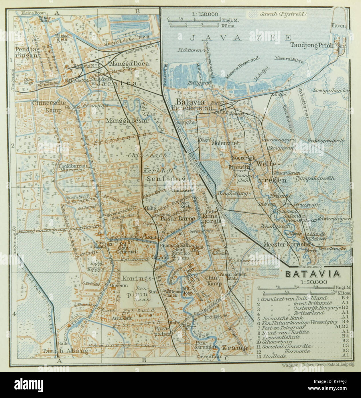 Map of Batavia (Baedeker, 1914 Stock Photo - Alamy
