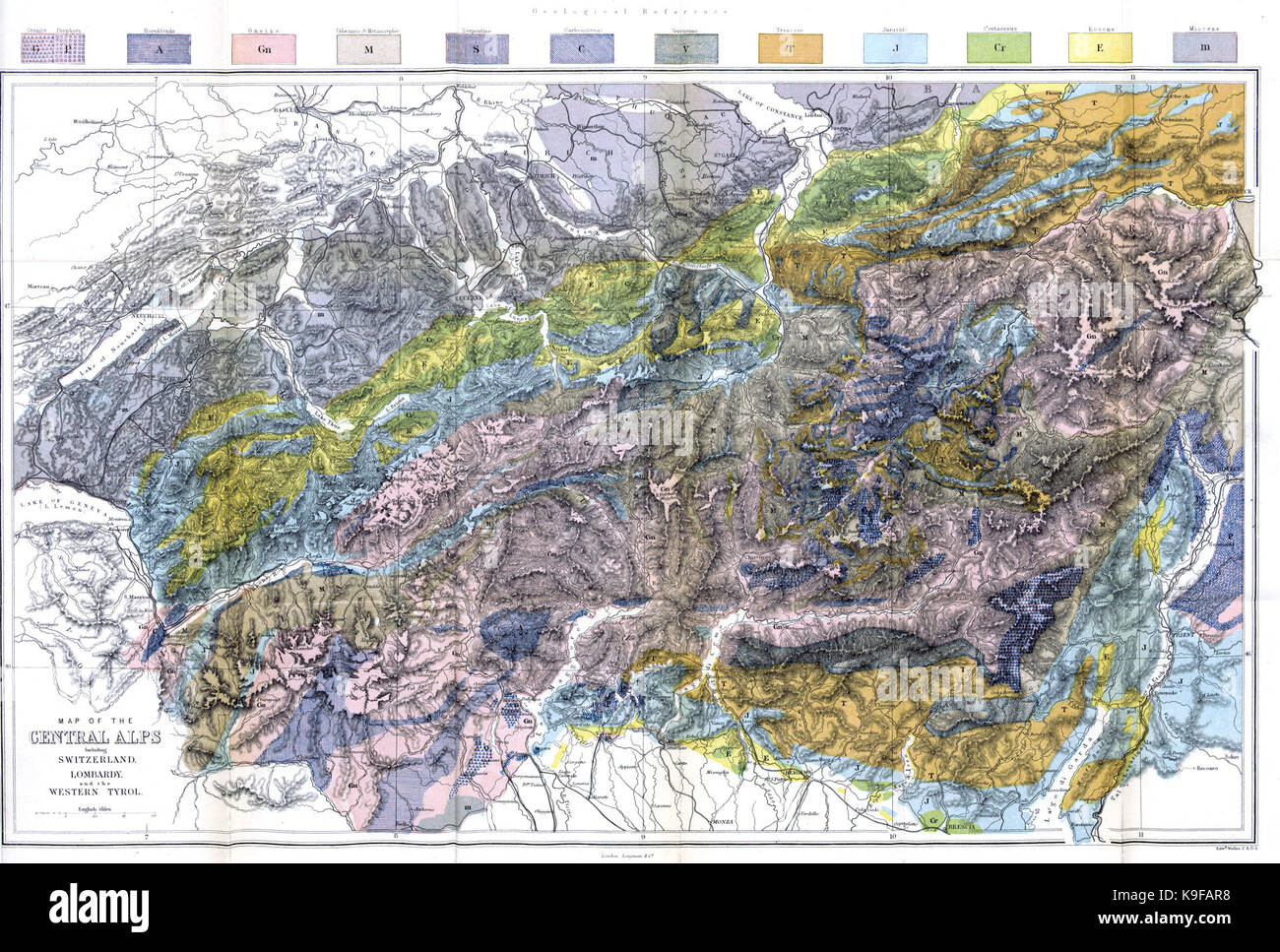 Vintage map the alps hi-res stock photography and images - Alamy
