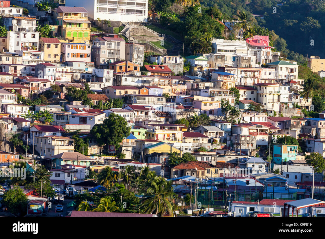Fort-de-France, Martinique. Houses, Approaching the Harbor Stock Photo ...