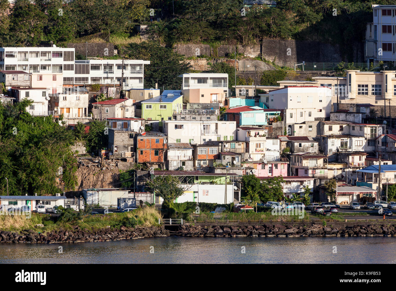 Fort-de-France, Martinique. Houses, Approaching the Harbor Stock Photo ...