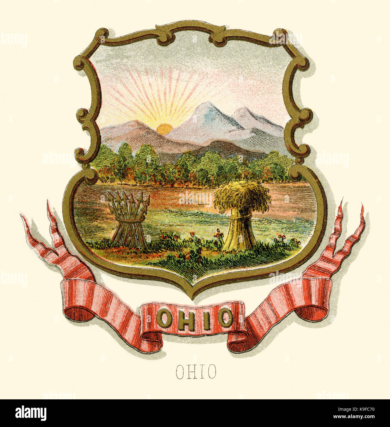Ohio state coat of arms (illustrated, 1876 Stock Photo - Alamy