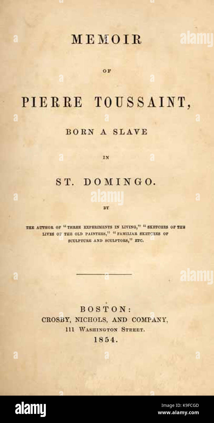 Memoir of Pierre Toussaint Stock Photo - Alamy