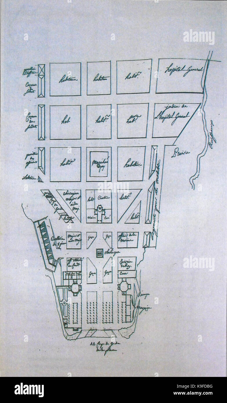 Map of French colony of Port Saint Louis, Malvinas Islands, 1764 Stock ...