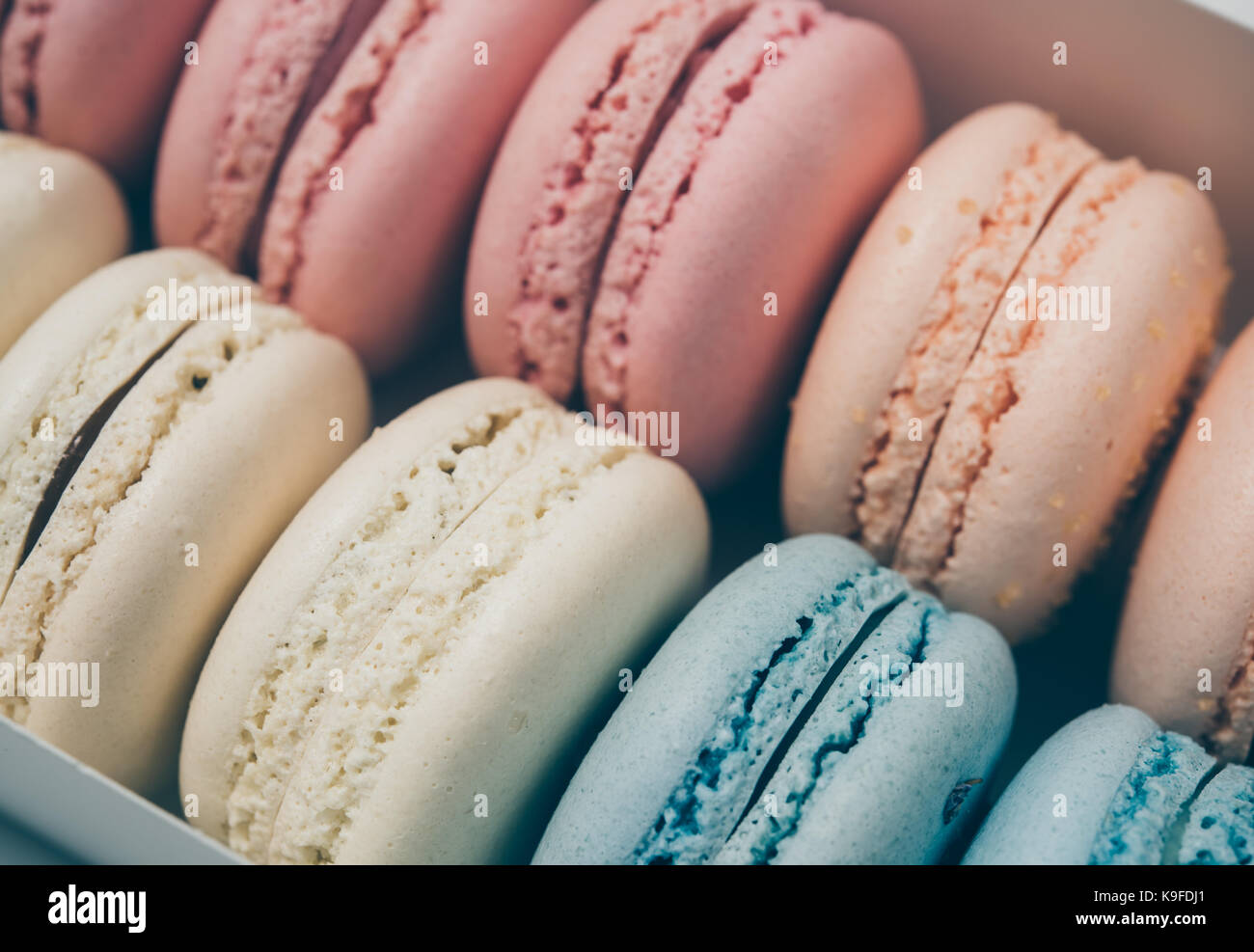 Colorful assorted macaroon cookies in a gift box, european desserts ...