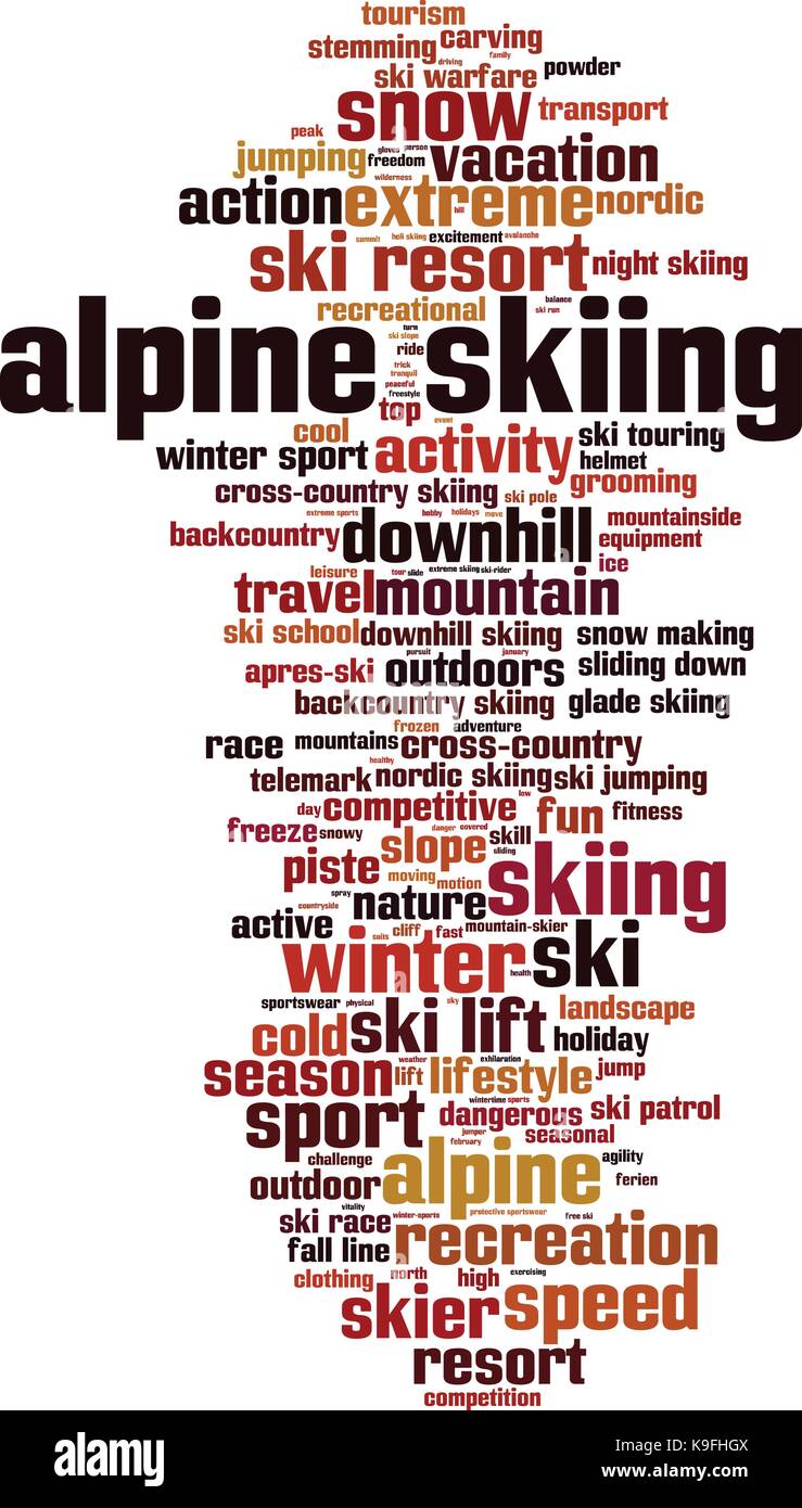 Alpine skiing word cloud concept. Vector illustration Stock Vector ...