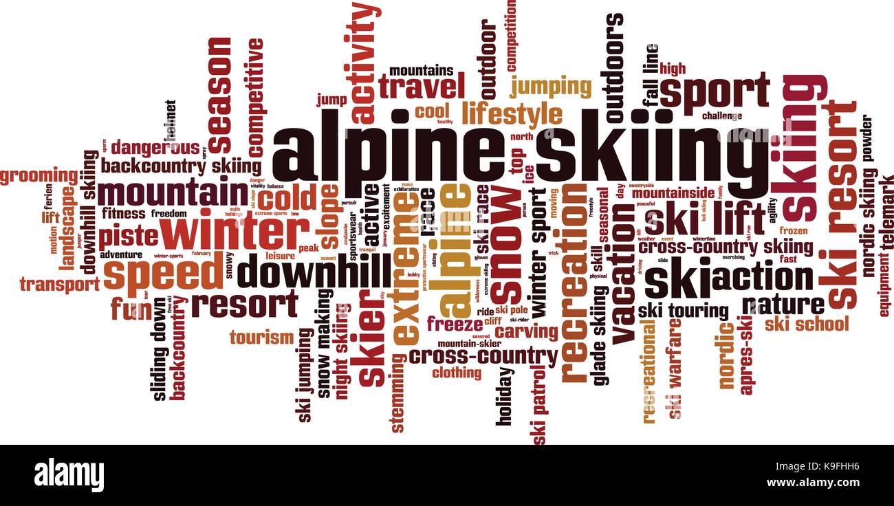Alpine skiing word cloud concept. Vector illustration Stock Vector ...