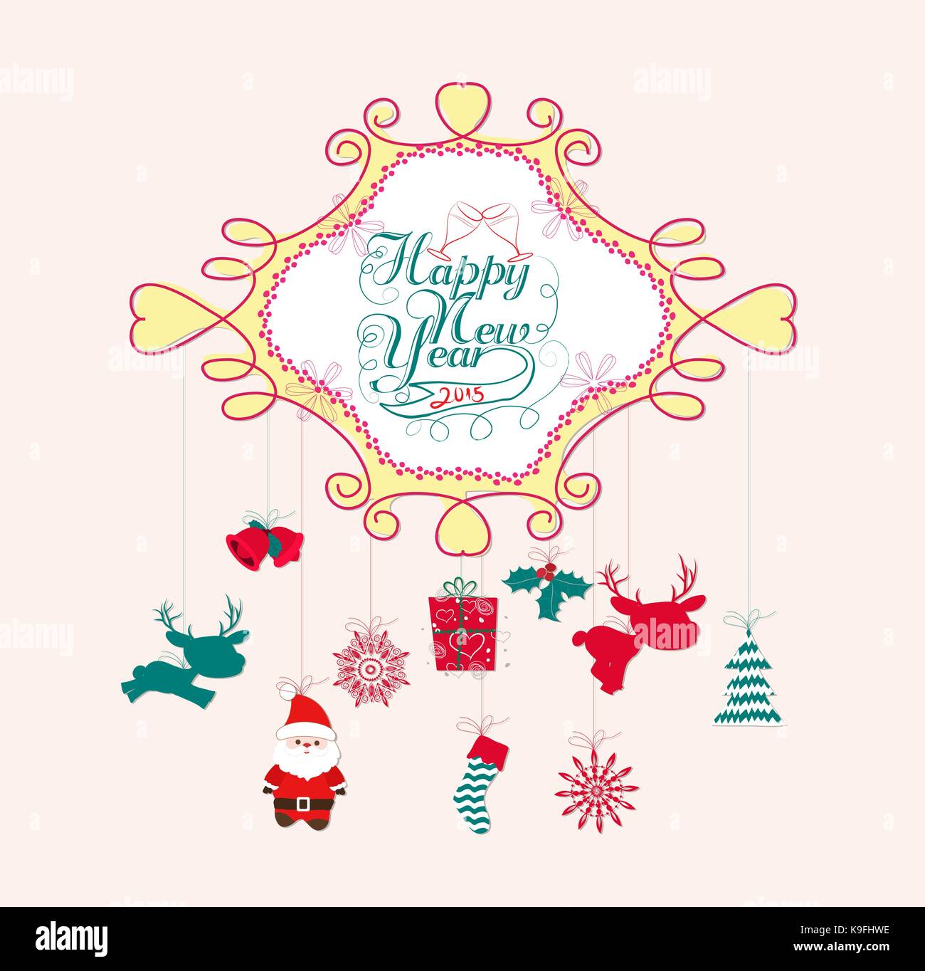 Christmas lettering frame garland snowflake Stock Vector Images - Alamy