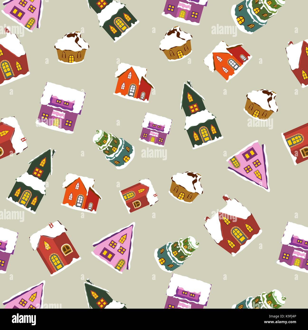 christmas houses seamless pattern Stock Vector Image & Art - Alamy