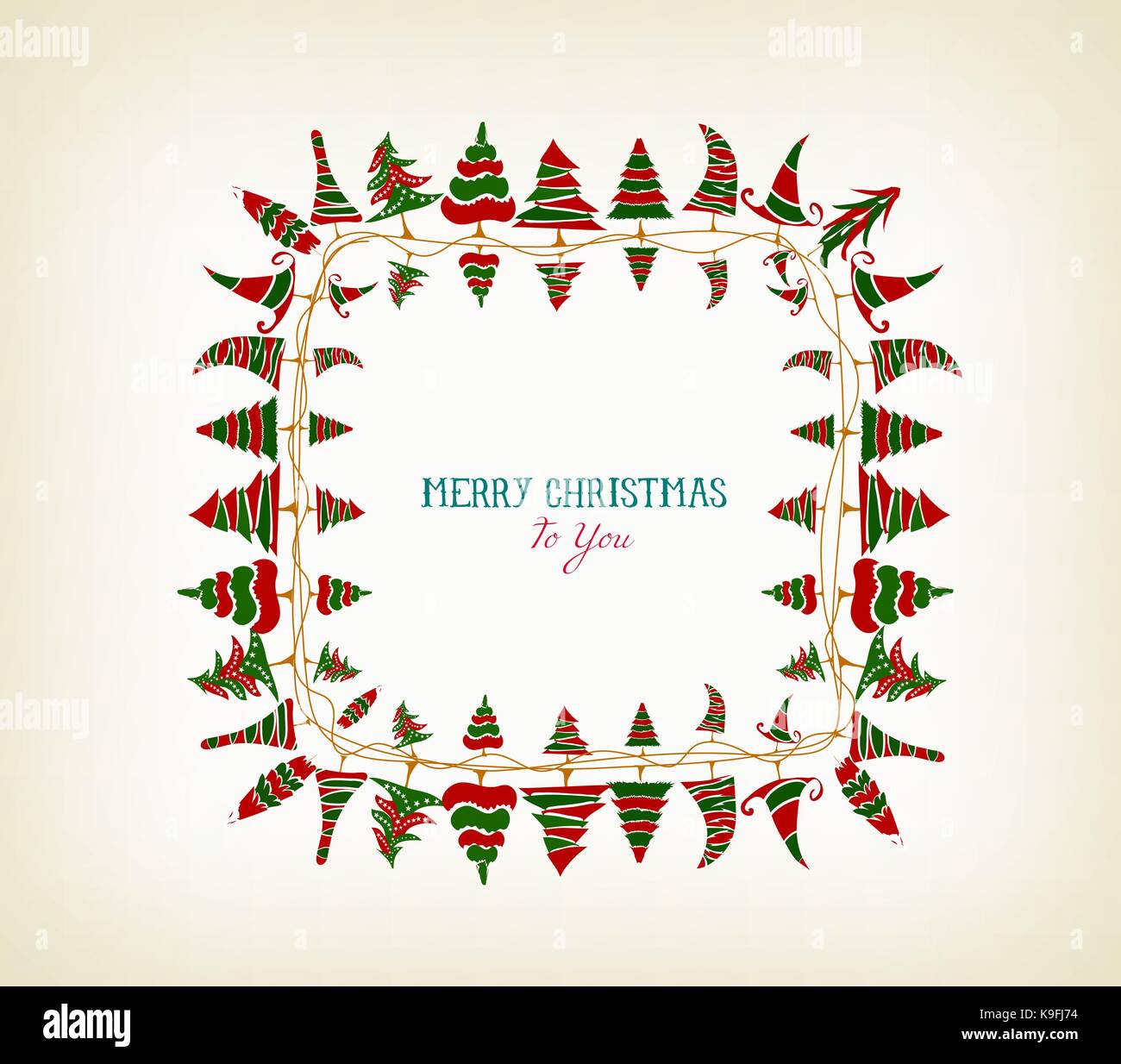 vintage christmas frame with trees Stock Vector Image & Art - Alamy