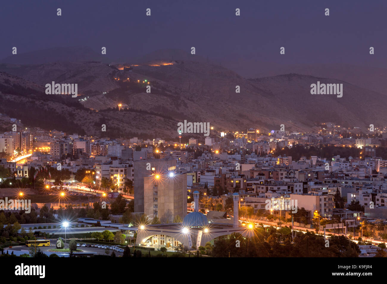 Fars Province, Shiraz, Iran - 19 april, 2017: Top view of the city and ...
