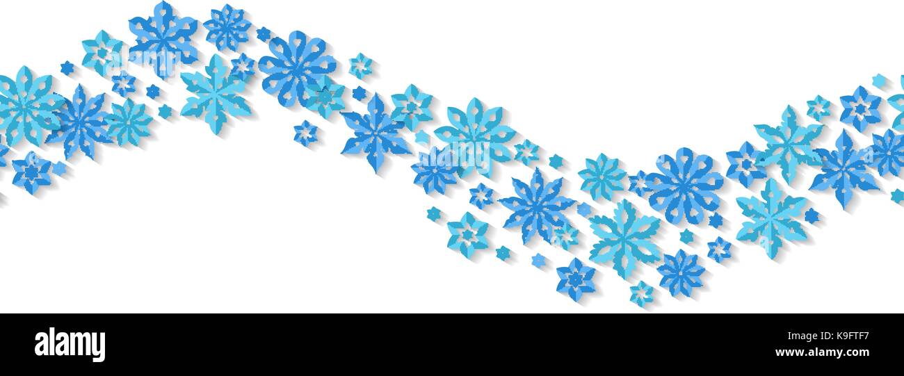 Seamless border snowflakes isolated on white background Stock Vector ...
