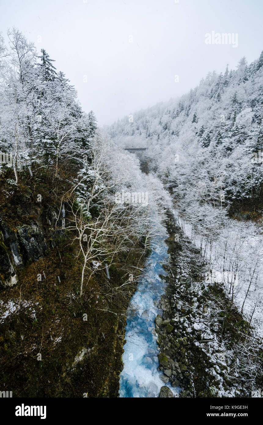 Shirogane hot spring village of Biei City, stands this 30m tall ...