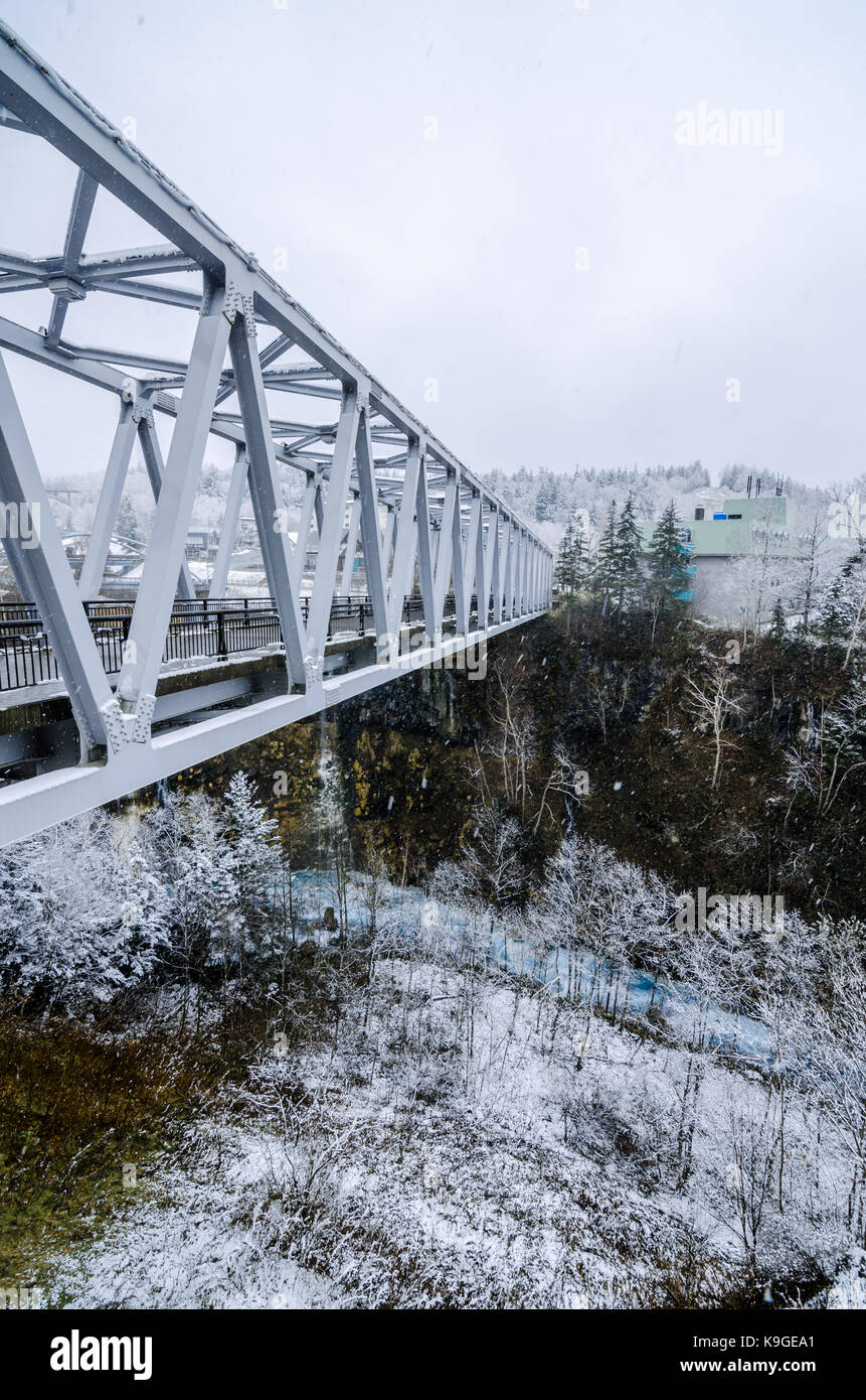 Shirogane hot spring village of Biei City, stands this 30m tall ...