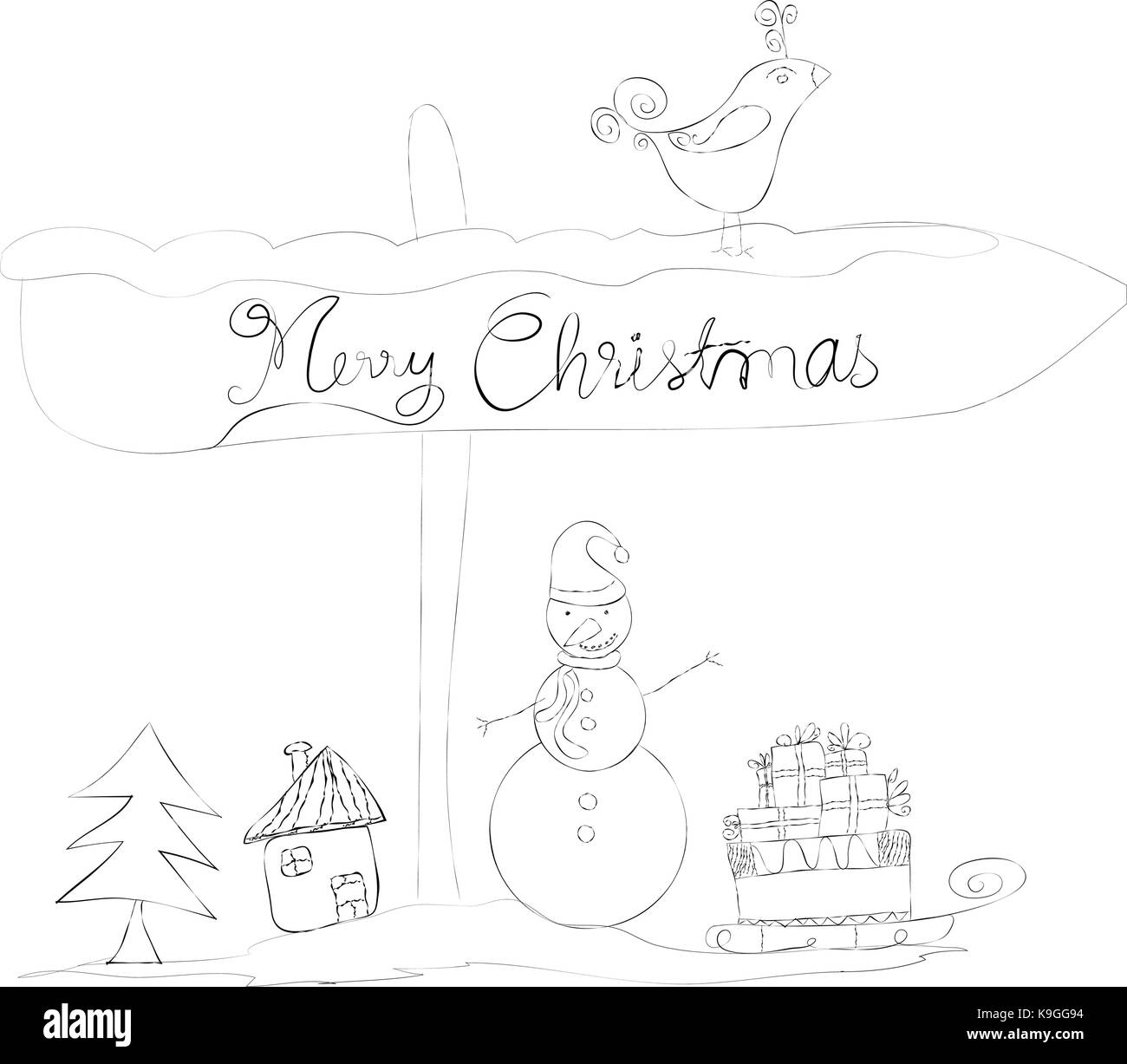 Christmas doodles xmas santa Black and White Stock Photos & Images - Alamy