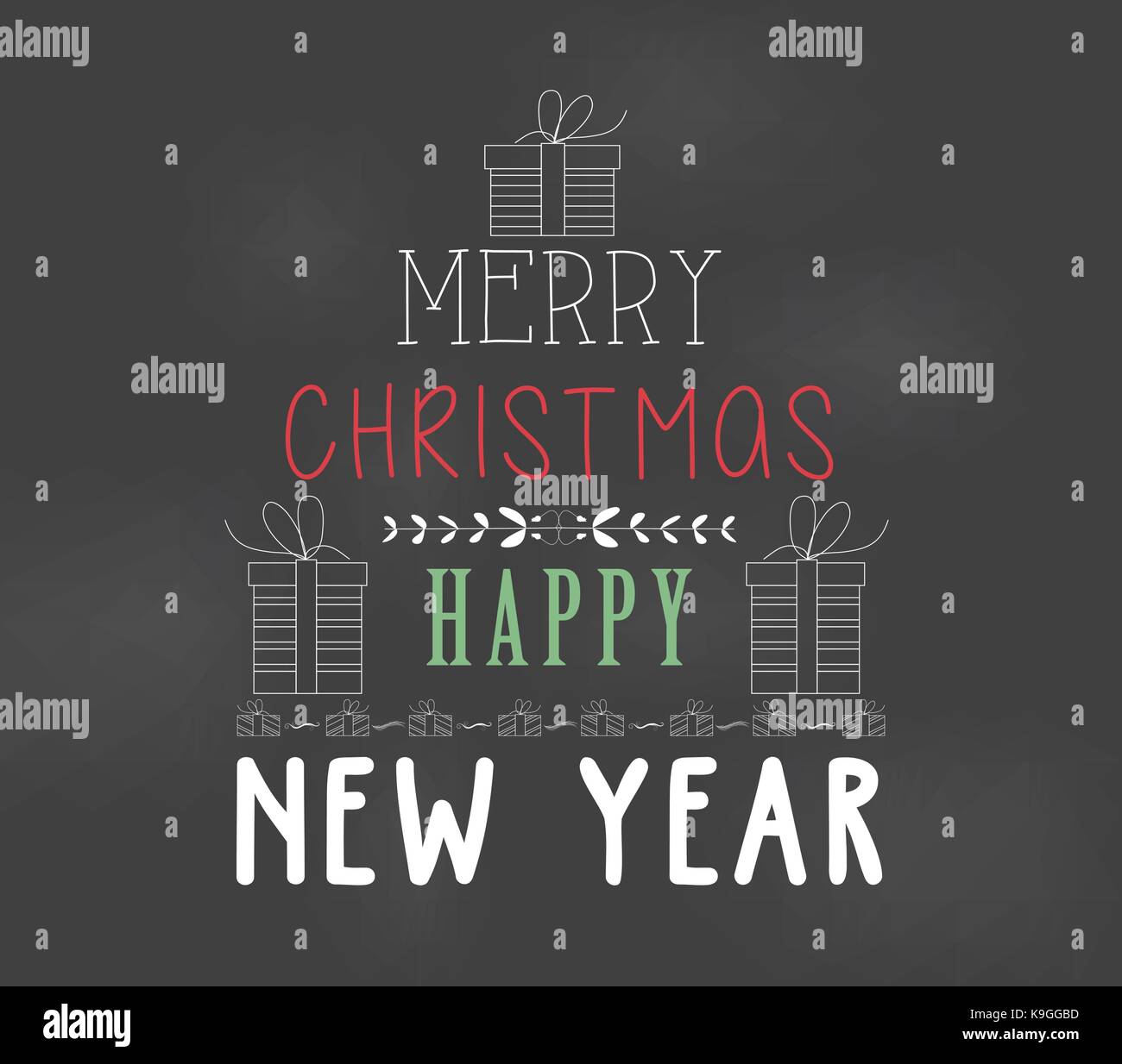 Chalk drawing illustration merry Stock Vector Images - Alamy