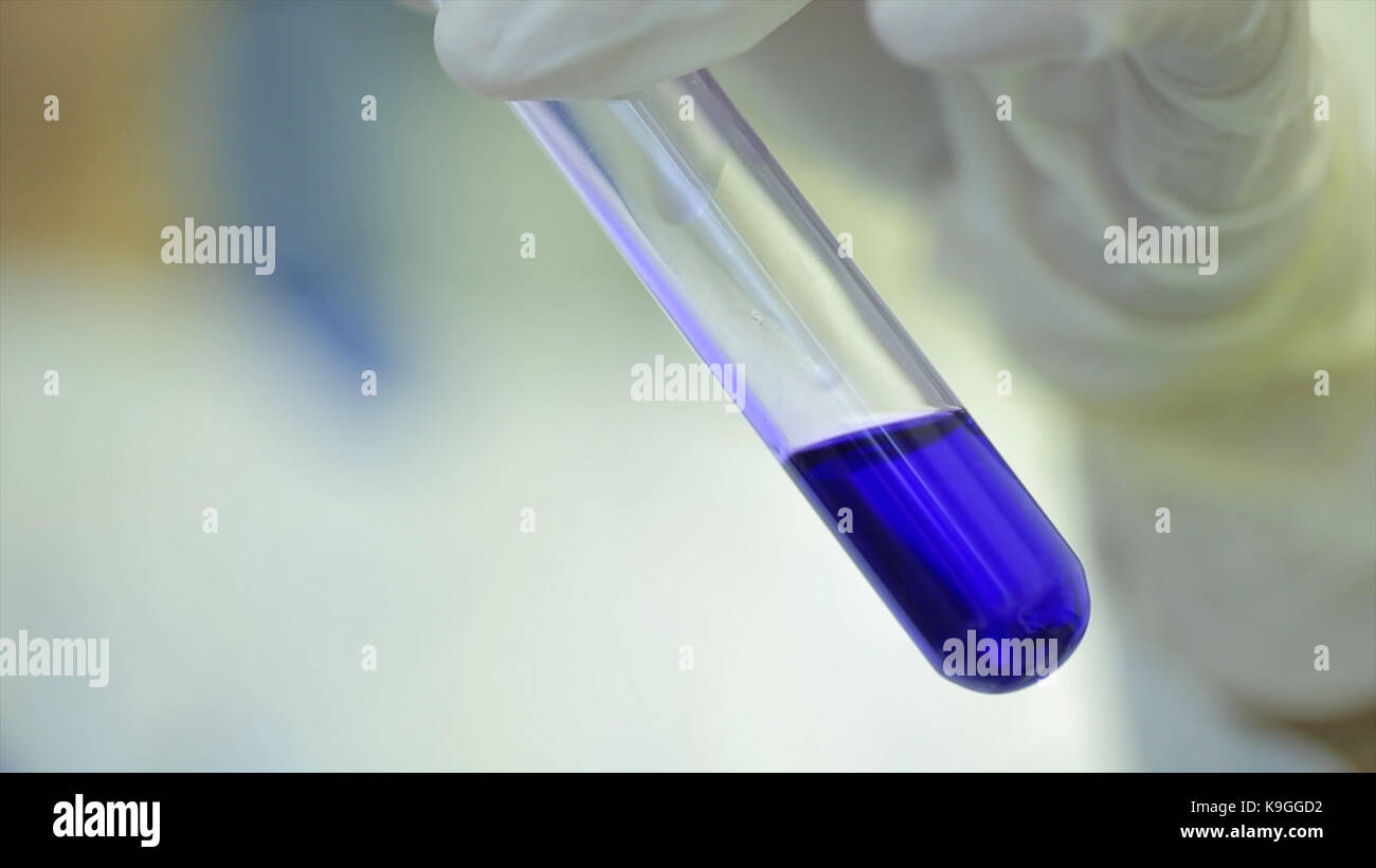 Test tubes closeup. Medical equipment. Close-up footage of a scientist ...