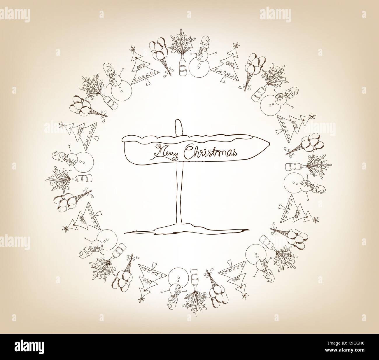 Christmas frame, sketch drawing for your design Stock Vector Image ...