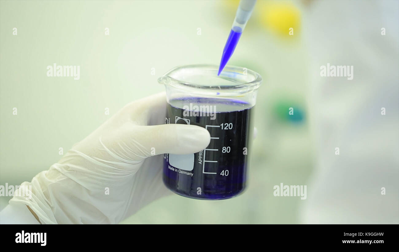 Test tubes closeup. Medical equipment. Close-up footage of a scientist ...