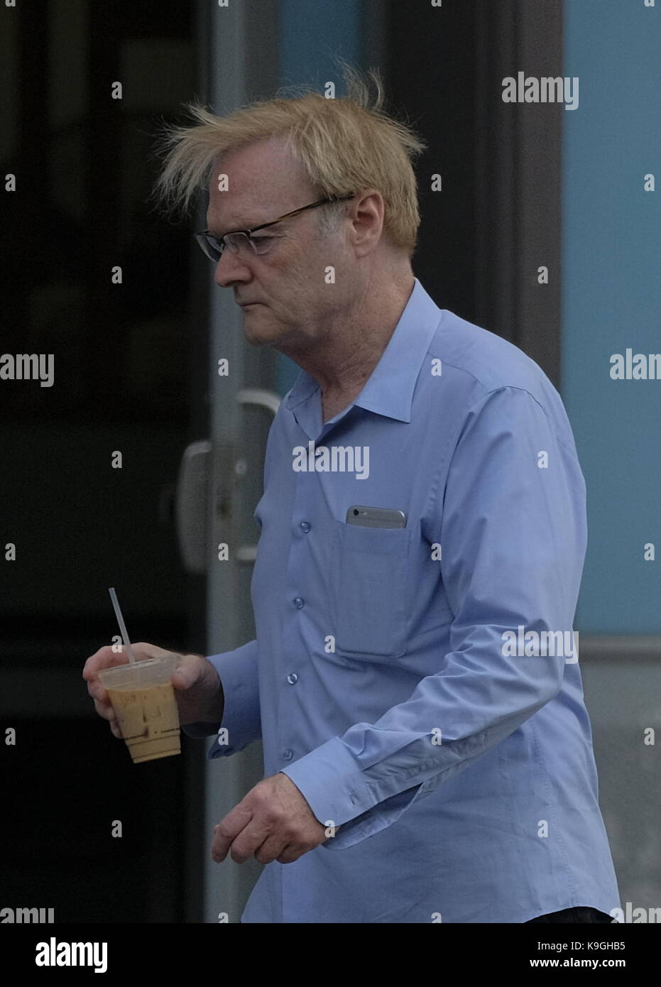 Lawrence O'Donnell sipping coffe in SoHo Featuring: Lawrence Odonnell ...