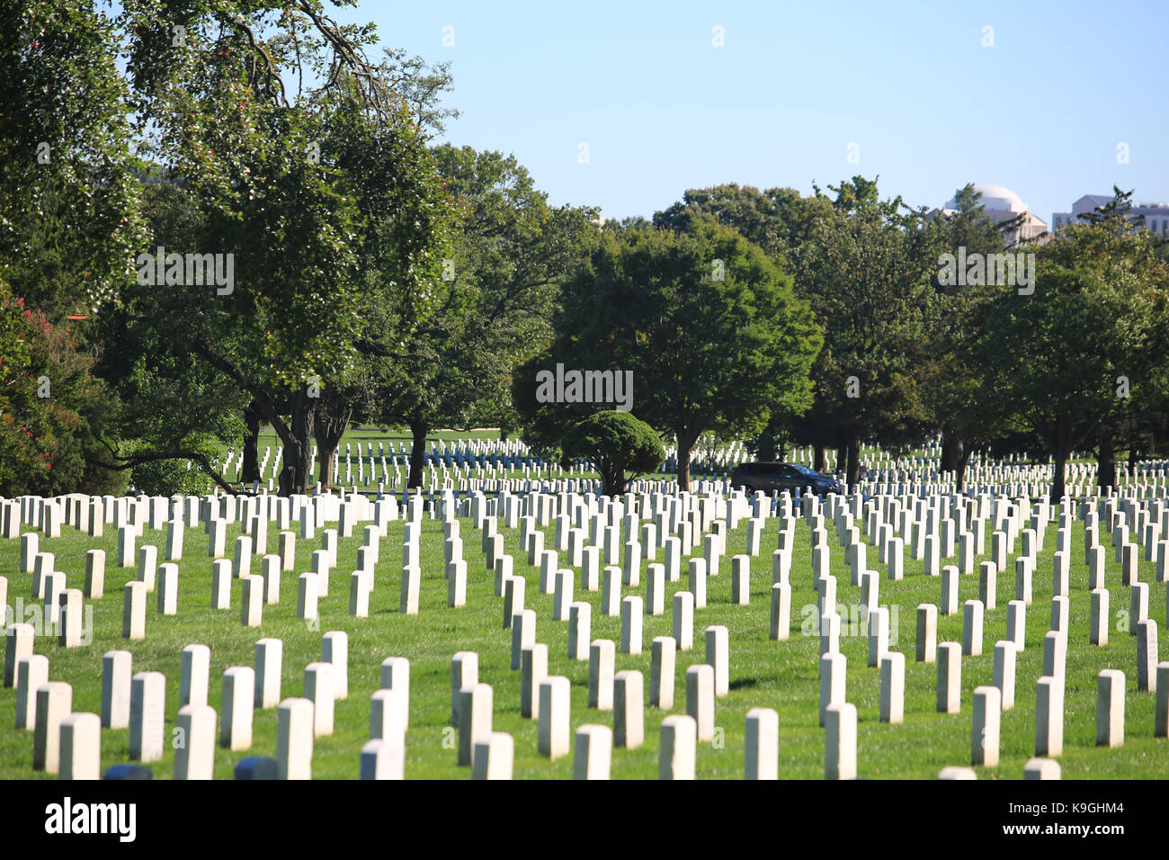 White graveyard and distributed tombstone in washington arlington ...