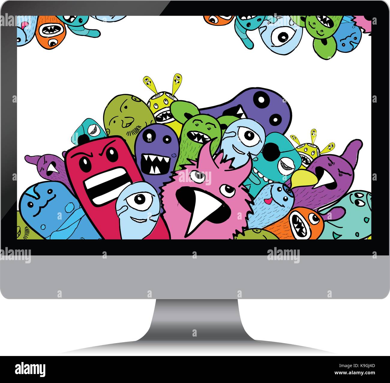 virus monster character on computer Stock Vector Image & Art - Alamy