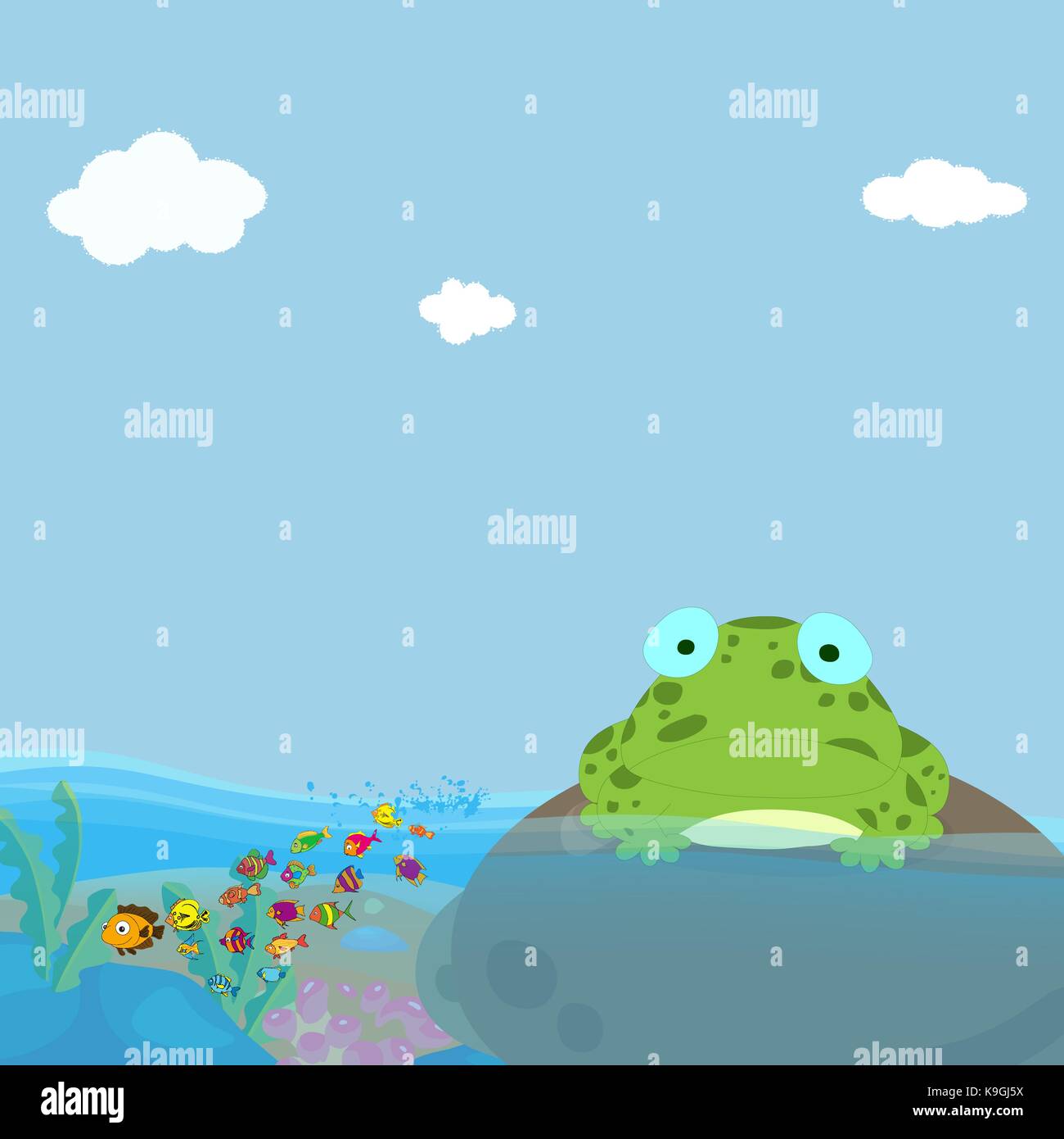 Water frog in lily Stock Vector Images - Alamy