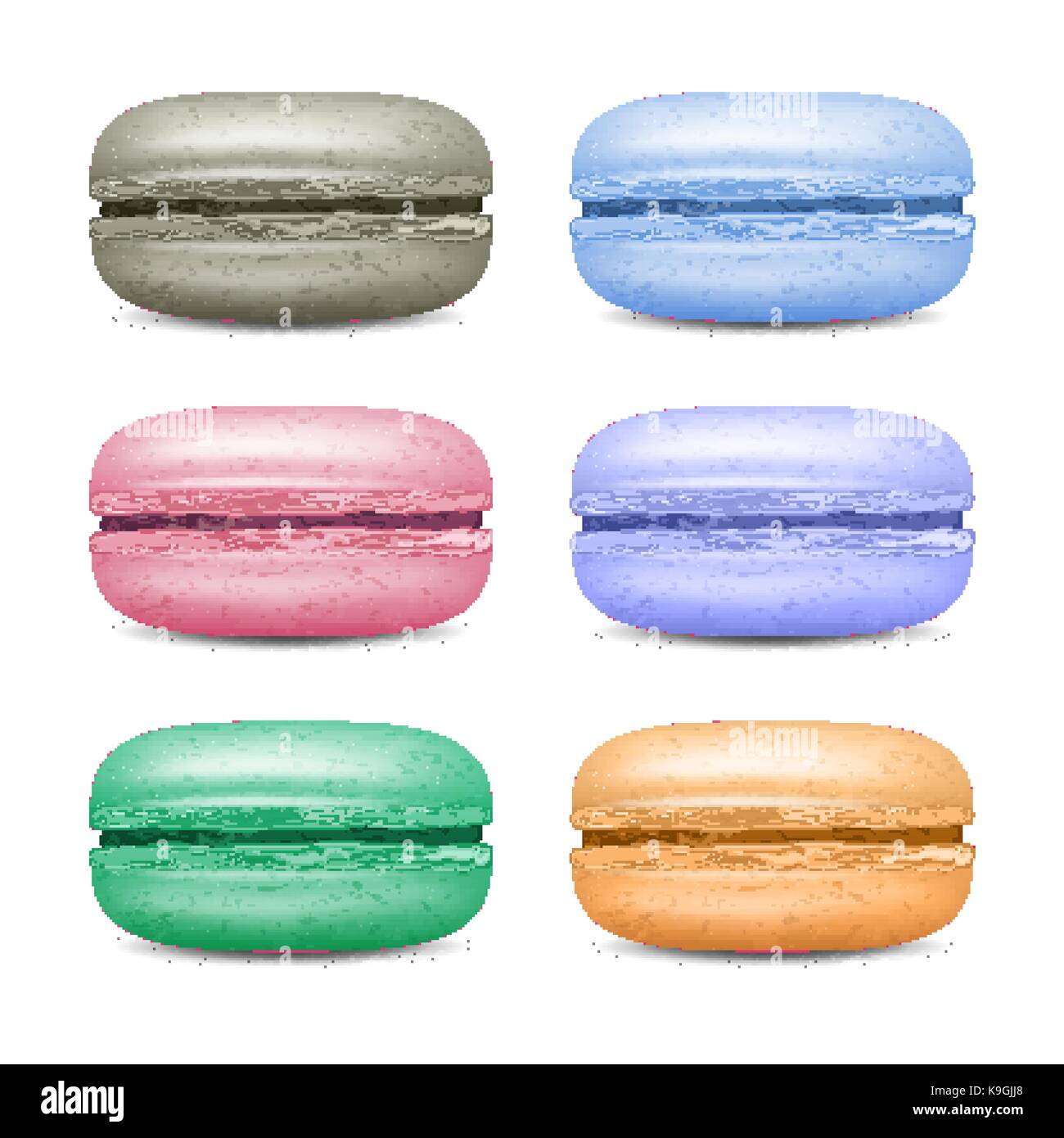 Realistic Macarons Set Vector. Detailed Colourful French Macaroons ...